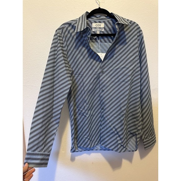 COS | Shirts | New Cos Mens Lightweight Shirt Size S Blue Striped Black ...